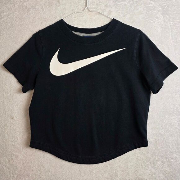 Nike | Tops | Vintage Nike Short Sleeve Cropped Tshirt Logo Big Swoosh ...
